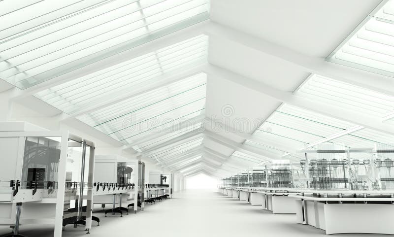 Clean Modern White Laboratory Interior Stock Image - Image of plant ...