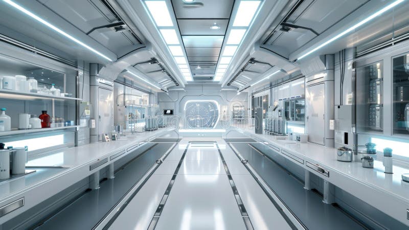 Clean Modern White Technology Laboratory Stock Image - Image of ...