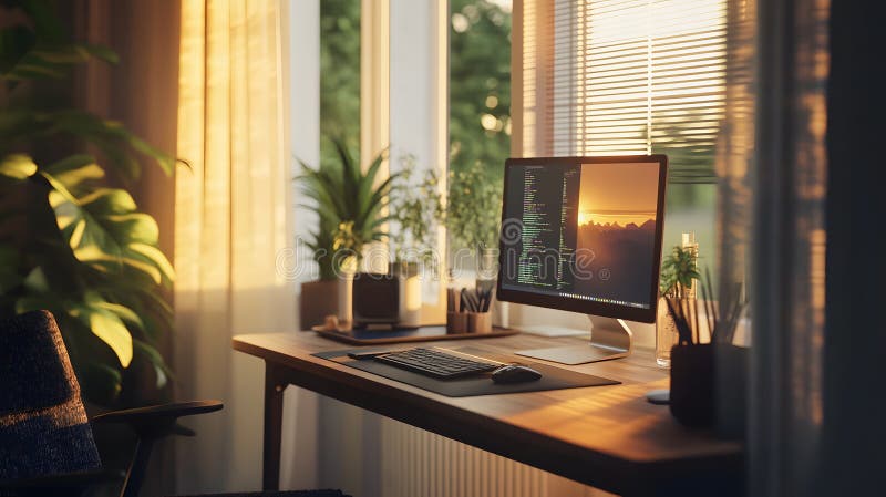 Clean and Modern Workfromhome Desk Setup Featuring a PC and a Tidy ...