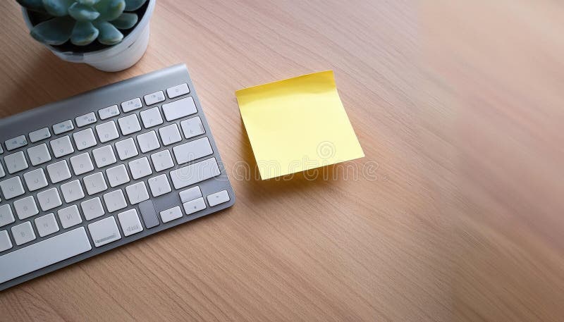 Clean Modern Workspace with a Sticky Note and a Keyboard Ready for ...
