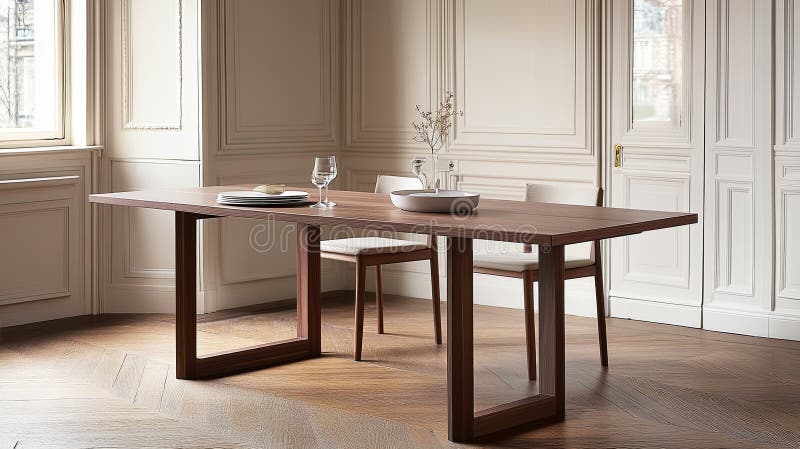 A Clean Modular Dining Table Styled in a Minimalist Dining Room Stock ...