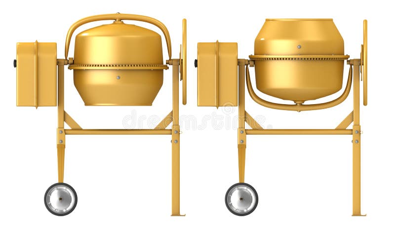 Clean New Yellow Concrete Mixer Stock Photo - Image of electric ...