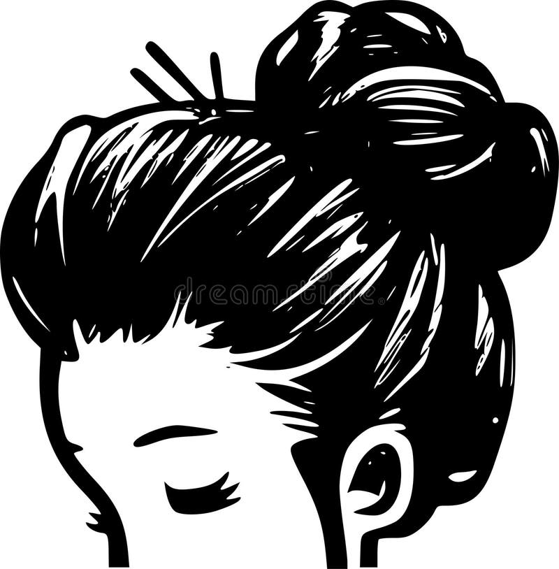 Messy Bun - Minimalist and Simple Silhouette - Vector Illustration ...