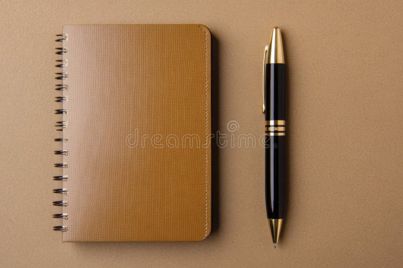 Clean Notebook and Pen Placed Symmetrically on Minimal Background Stock ...