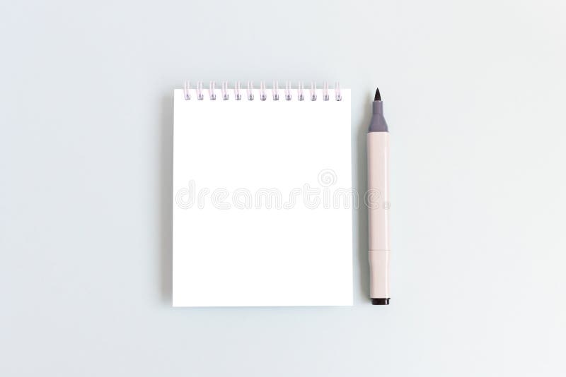 Clean Notepad Mockup Felt Tip Pen Blue Background Stock Photos - Free ...