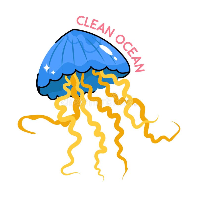 Clean Ocean Doodle Vector Colorful Sticker. EPS 10 File Stock Vector ...