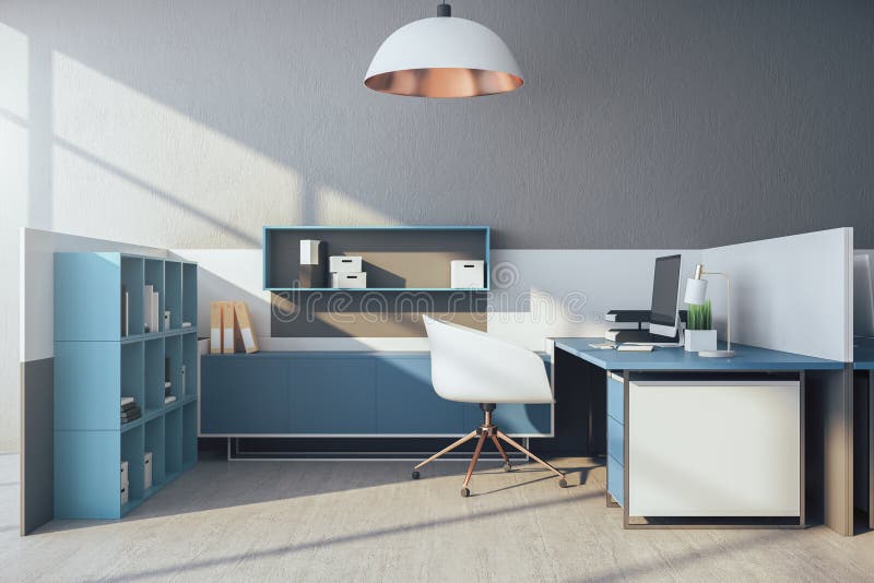 Clean Office Interior with Shelf with Documents Stock Illustration ...