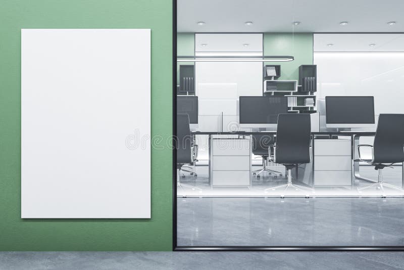 Clean Office in Loft Style with Blank Banner Stock Illustration ...