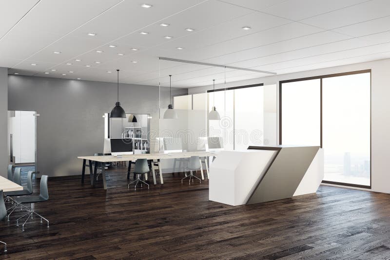 Clean Office Desk with Computer and Laptop Stock Image - Image of ...