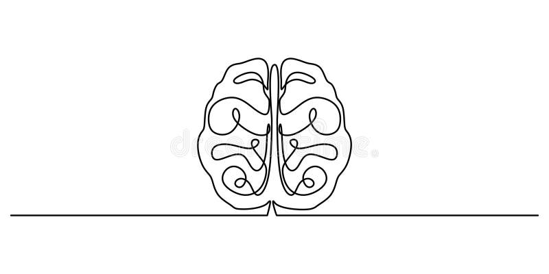 Clean One Line Drawing of a Brain Symbol, Representing Intellect and ...
