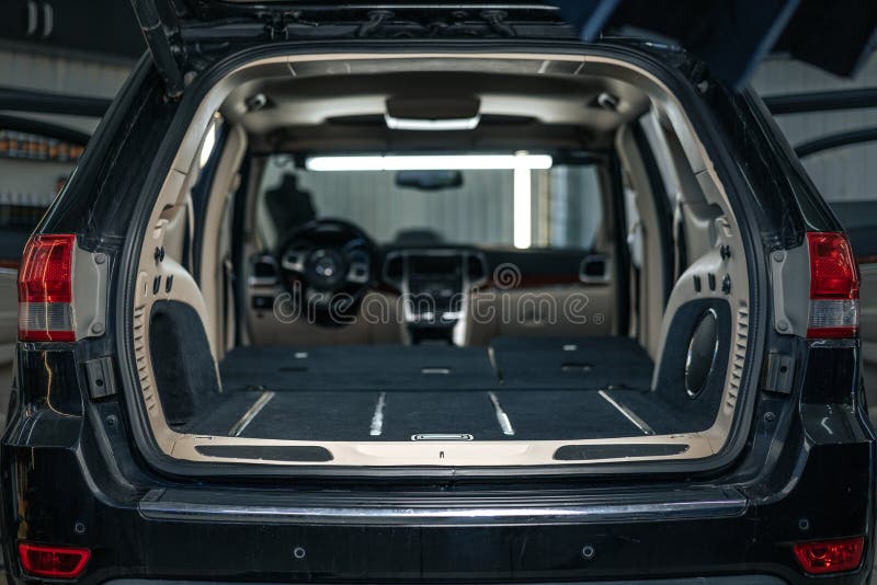 Clean Open Empty Car Trunk in the Car Detailing Service Stock Image ...
