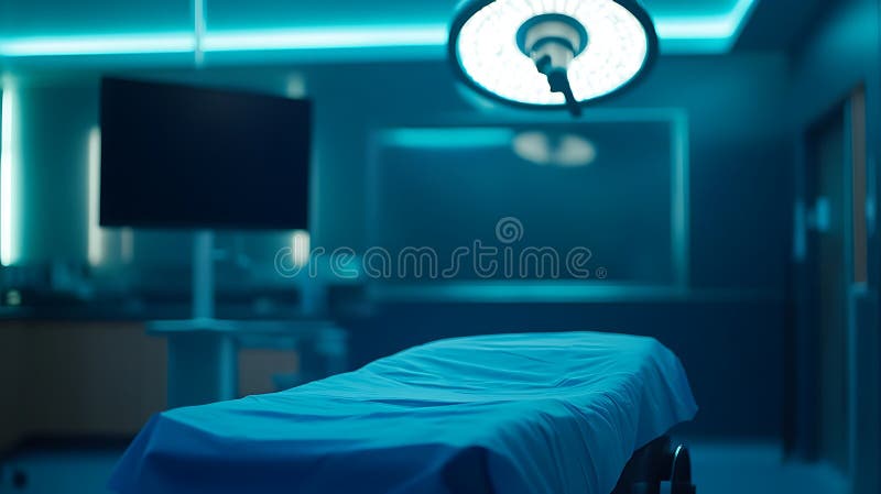 Clean Operating Room with Bright Lights and Sterile Table Stock ...