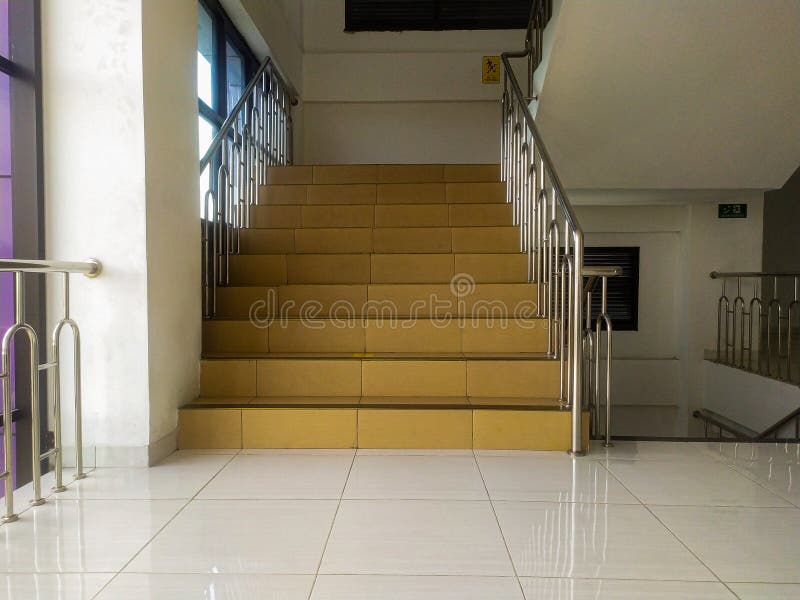 Clean Orange Stairs on Modern Building. Stock Image - Image of beam ...