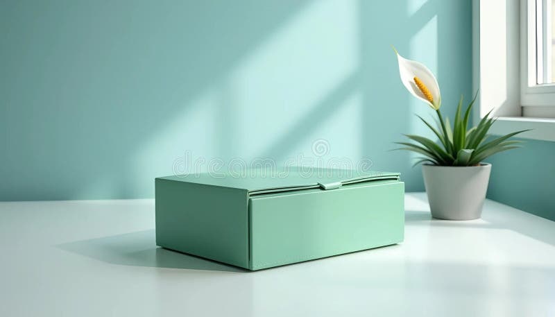 A Clean, Organized Desk with a Closed Document Folder beside a Potted ...