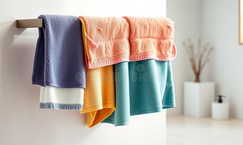 A Clean and Organized Scene Featuring a Stack of Vibrant Neatly Folded ...