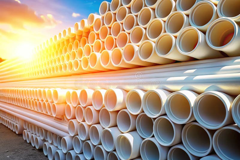 A Pristine Stack of PVC Pipes Awaits the Construction Project ...