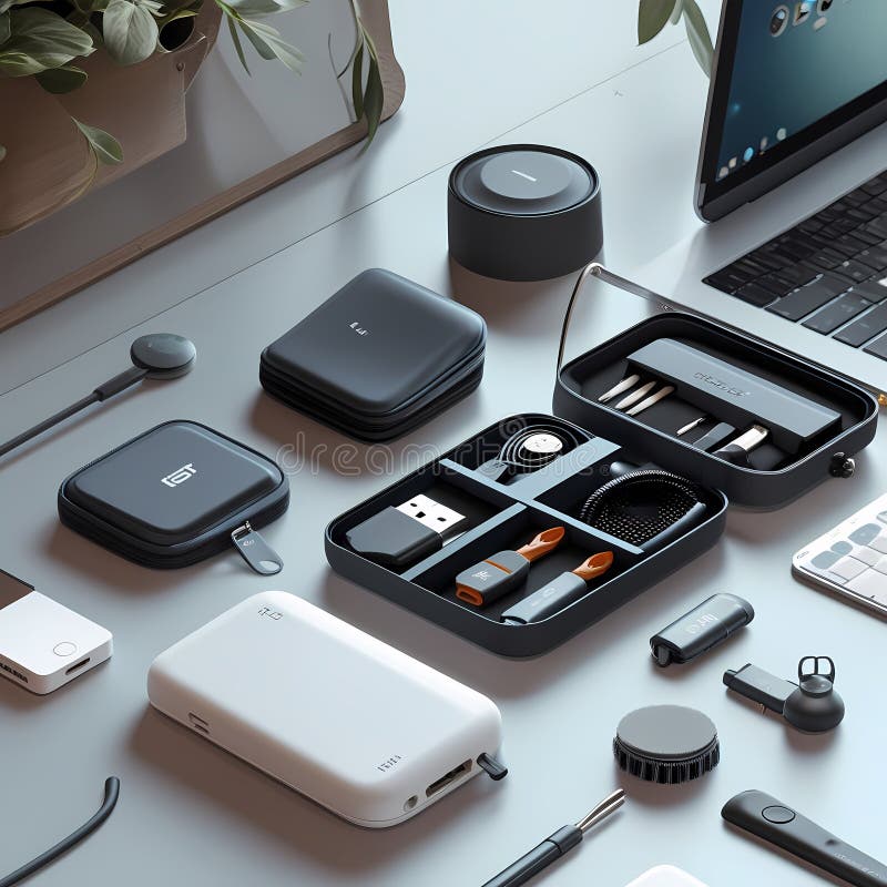 A Clean, Organized Workspace Featuring a Silver Laptop with a Black ...