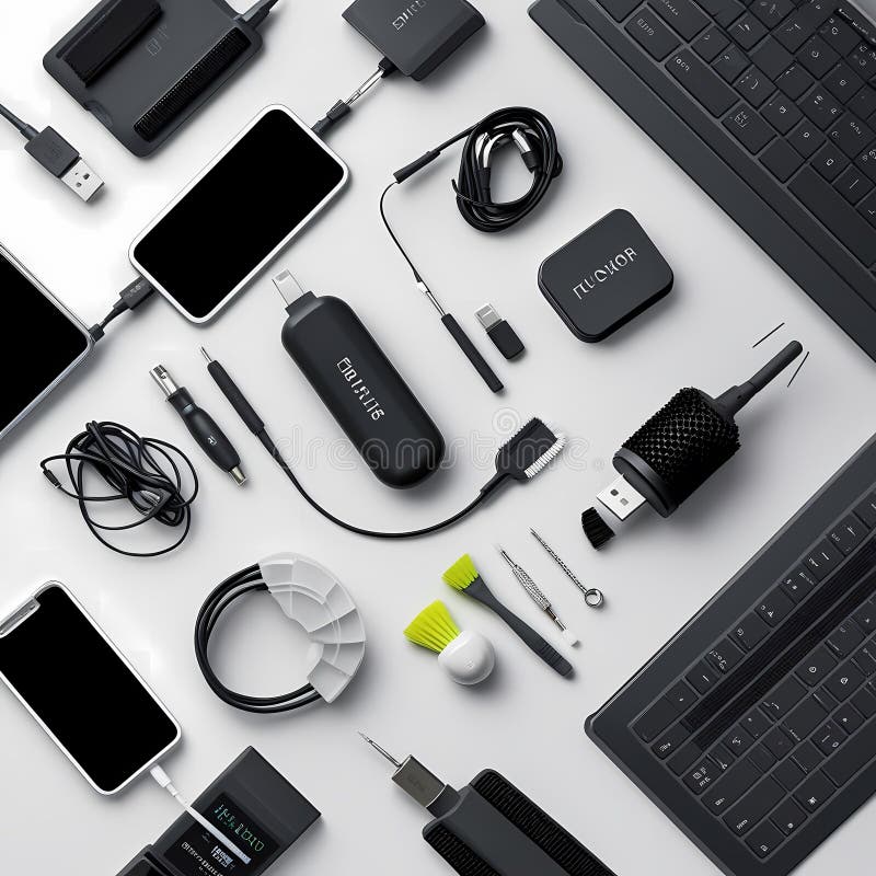 A Clean, Organized Workspace Featuring a Silver Laptop with a Black ...
