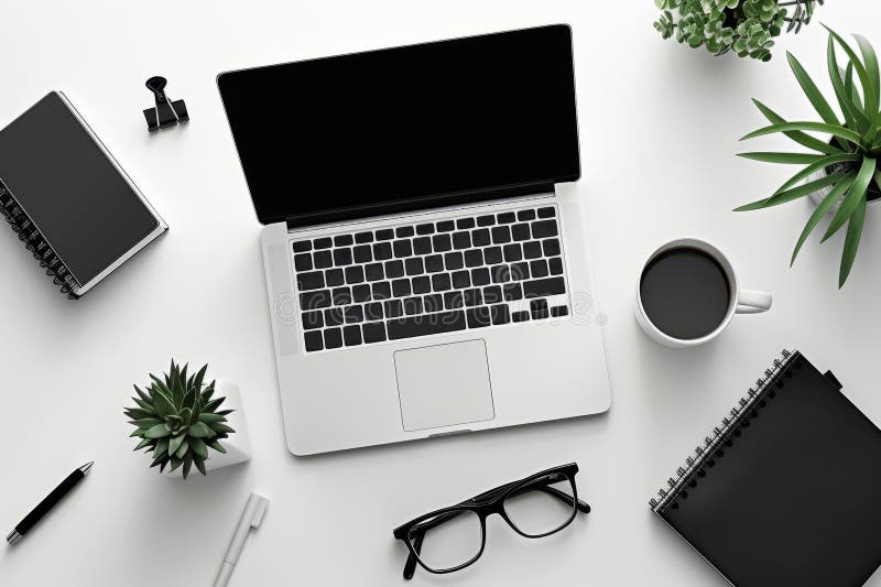 Clean and Organized Workspace with a Laptop. Minimalist Style Stock ...