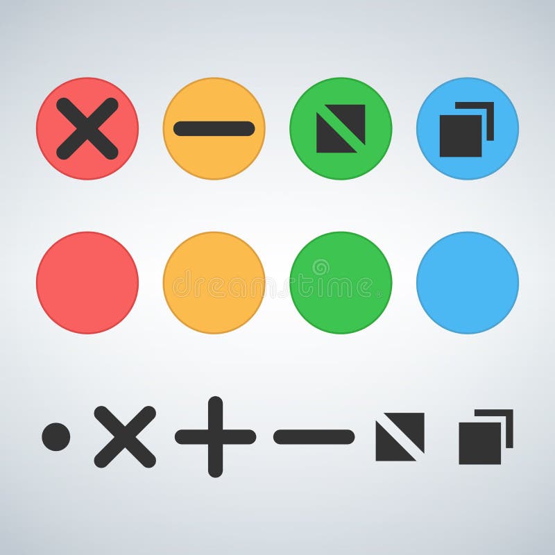 Clean OS or Web Multicolor Buttons Template Close Minimize Zoom Full ...