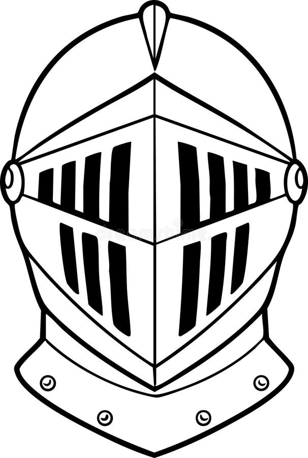 Clean Outline Drawing of a Basic Knight S Helmet Front View Stock ...