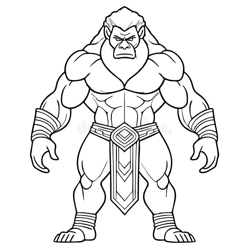 Clean Outline Drawing of a Behemoth Standing Minimalistic Design for ...