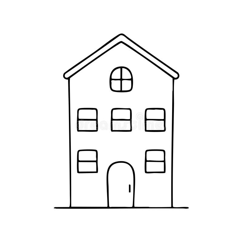 Clean Outline Drawing of a House Minimalistic Design for Coloring Page ...