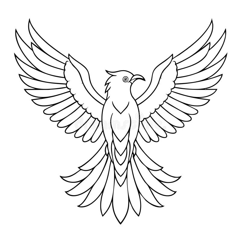 Clean Outline Drawing of a Powerful Thunderbird Minimalistic Design for ...