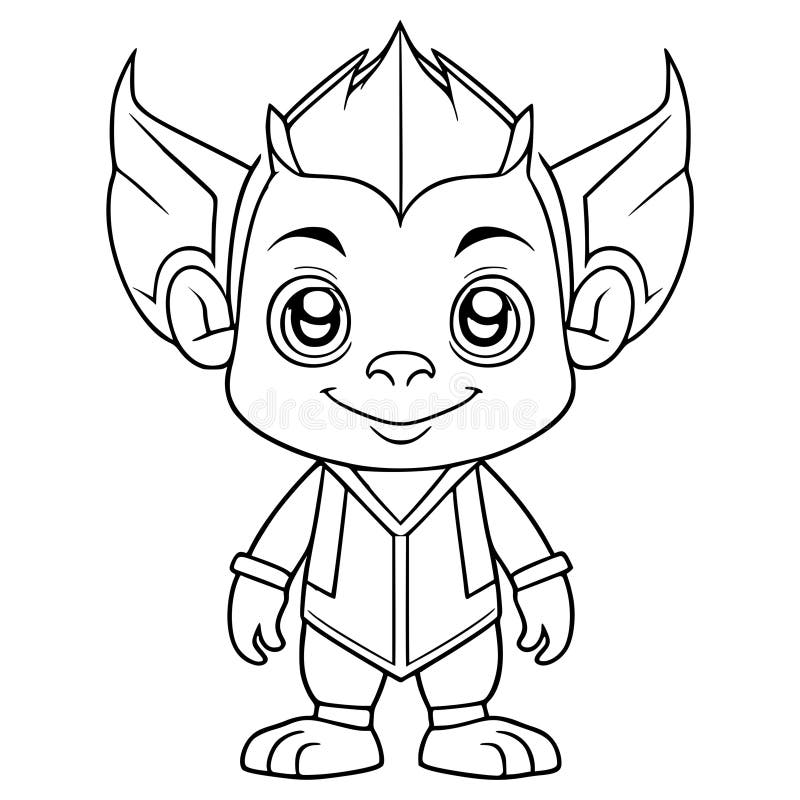 Clean Outline Drawing of a Trolls Minimalistic Design for Coloring Page ...