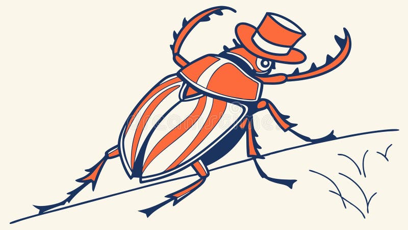 Outline of Gentleman Beetle Wearing a Top Hat, Vector Design Generative ...