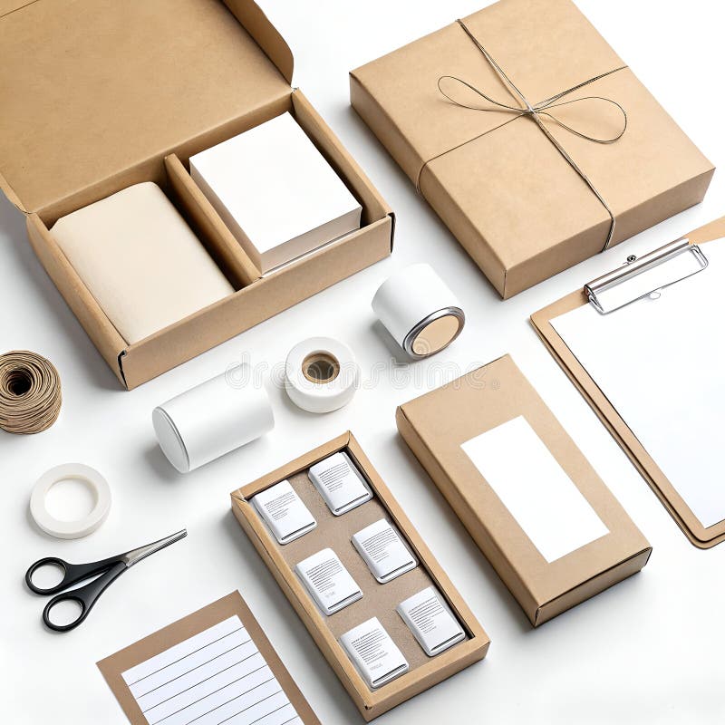 Clean Packaging Mockup Design Template on White Stock Illustration ...