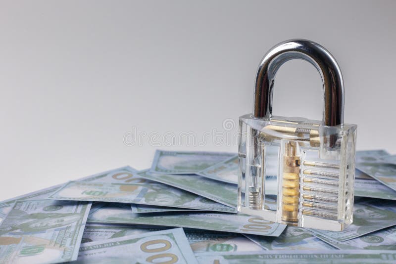 The Clean Padlock on Money Banknote Close Up Stock Image - Image of ...