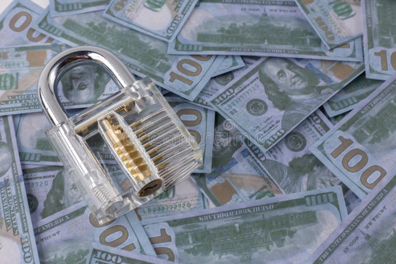 The Clean Padlock on Money Banknote Close Up Stock Image - Image of ...