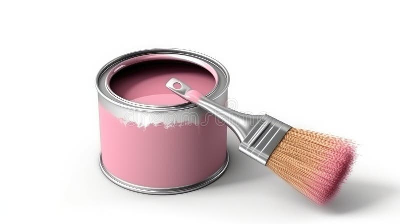Clean Paint Brush and Can of Color. Generative AI Stock Illustration ...