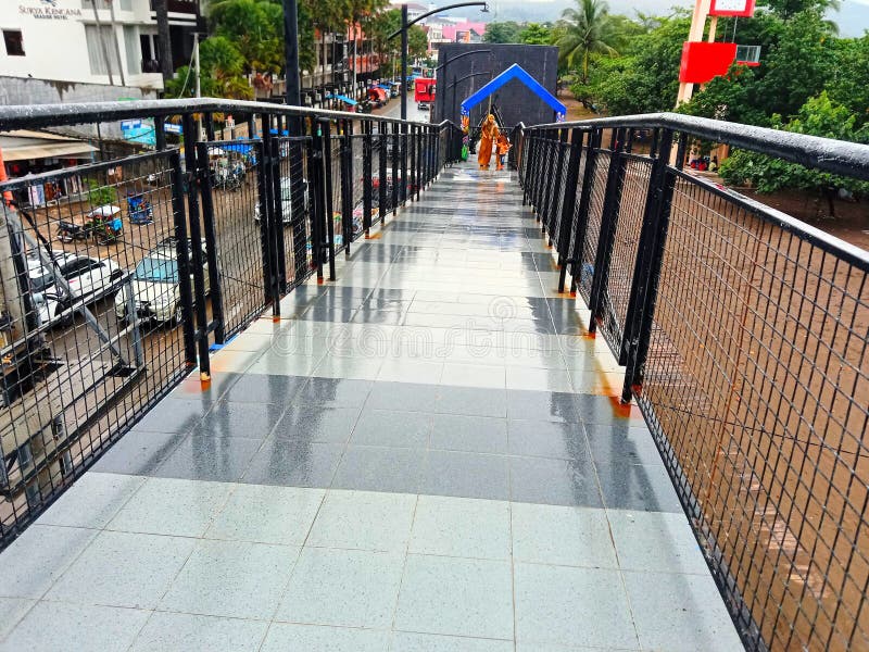 Clean Pedestrian Bridge in a Small Town Stock Photo - Image of small ...