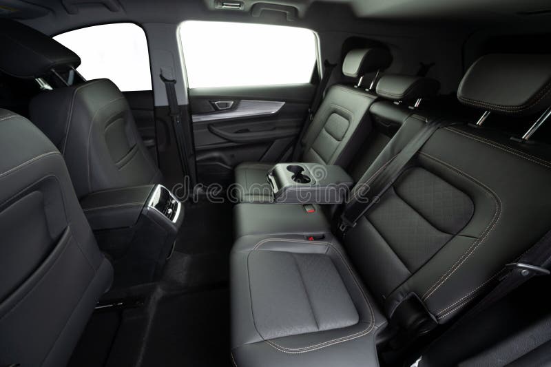 Clean Perforated Leather Rear Car Seats Stock Photo - Image of cabin ...