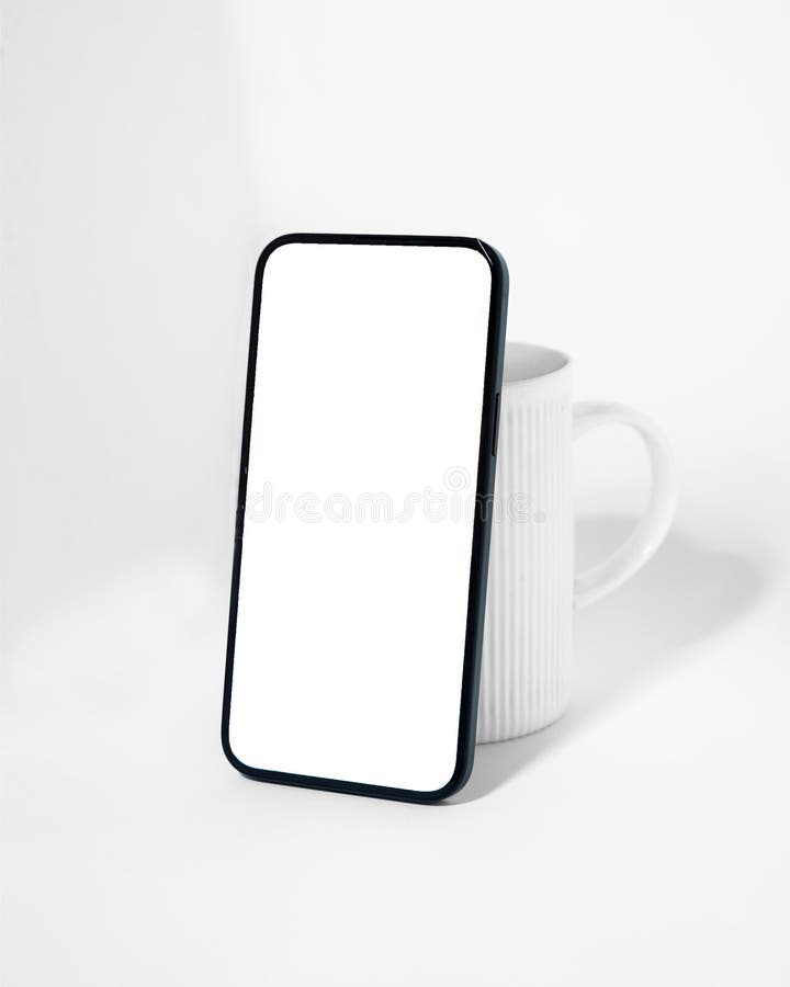 Clean Phone Display Mockup with White Background Stock Image - Image of ...