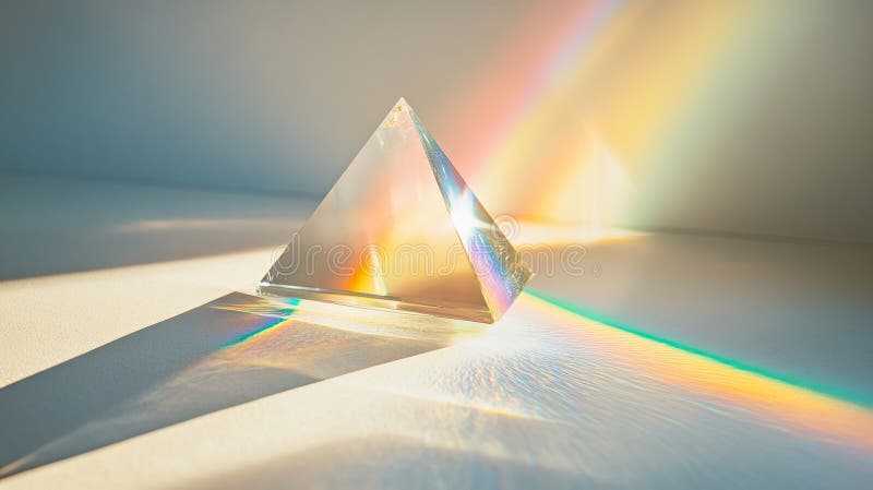 A Clean Photo of a Prism Splitting Light into a Rainbow on a Neutral ...