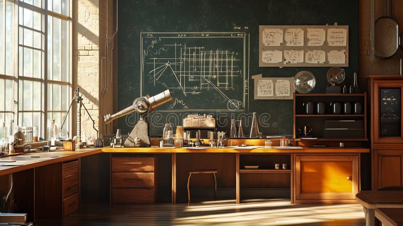 A Clean Physics Classroom with Neatly Labeled Diagrams and Lab Stock ...
