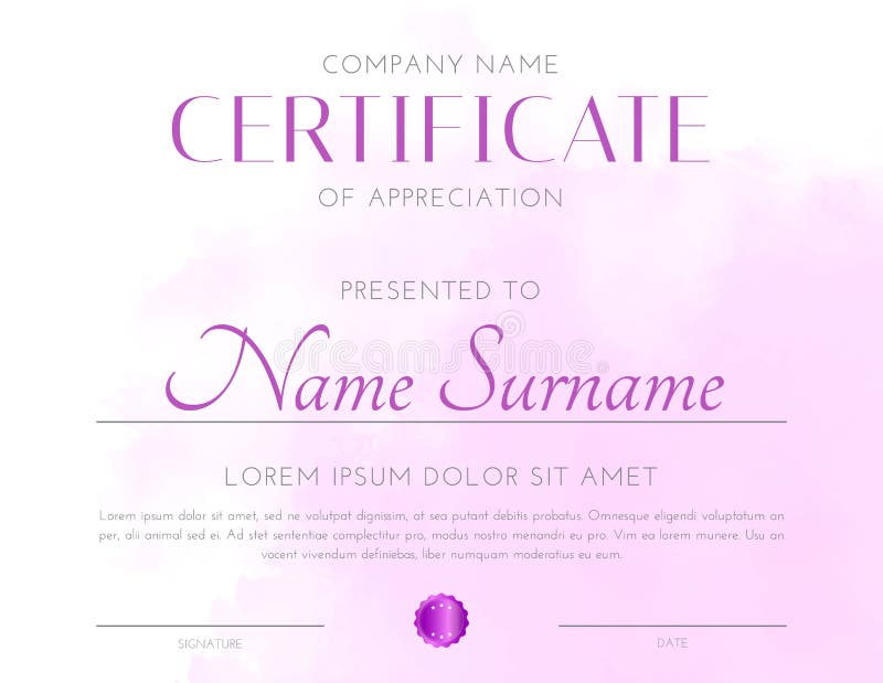 Pink Certificate, Diploma Template. Pattern Stock Vector - Illustration ...