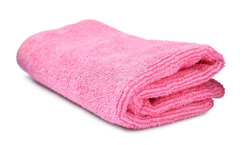 Clean Pink Microfiber Cloth Isolated on White Stock Image - Image of ...