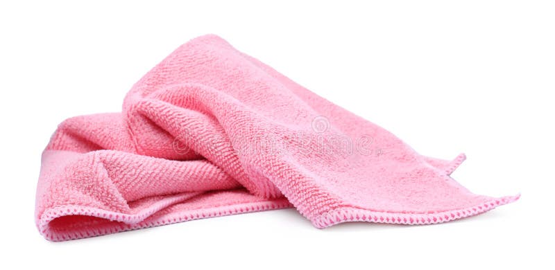 Clean Pink Microfiber Cloth Isolated on White Stock Photo - Image of ...