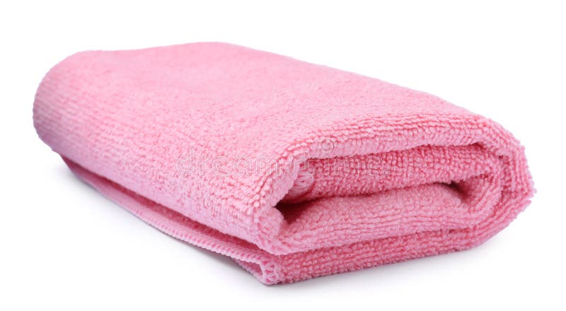 Clean Pink Microfiber Cloth on White Stock Photo - Image of crumpled ...