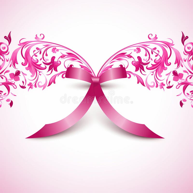 Clean Pink Ribbon Isolated on White Stock Illustration - Illustration ...