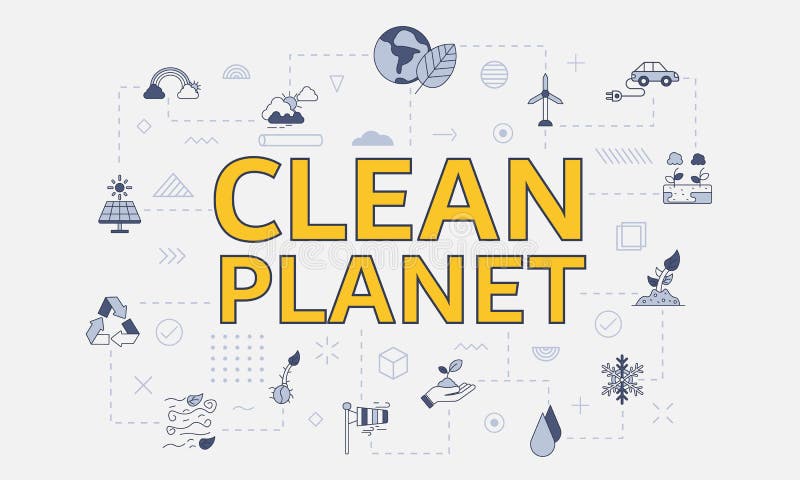 Clean Planet Concept with Icon Set with Big Word or Text on Center ...