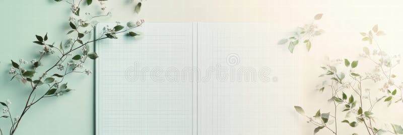 Minimalist Planner Layout with Subtle Grid Lines and Plant Accents in a ...