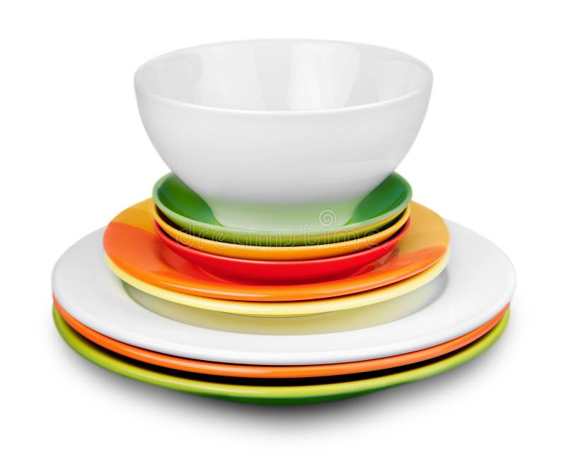 Clean Plates and Bowls Isolated Stock Photo - Image of shine, kitchen ...