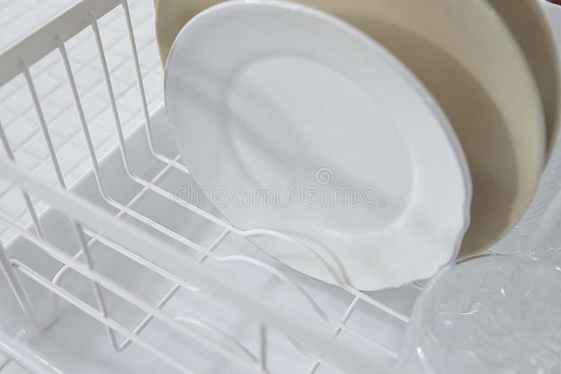 Clean Plates in the Stand. Household Concept. Stock Photo - Image of ...
