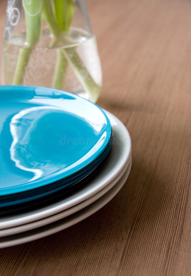 Clean Plates on Table stock photo. Image of wooden, restaurant - 8748466