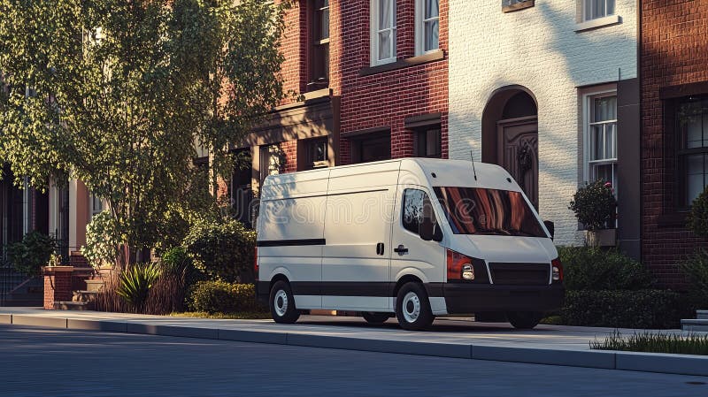 A Clean Plumber Van Parked in Front of a Home, Styled in a Minimalist ...